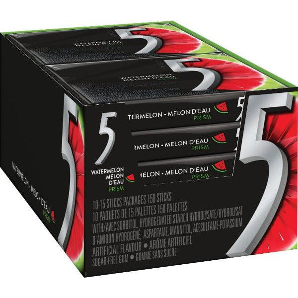 5 Gum - Watermelon BURST x 10 PACK (Bulk) – Paloma Nuts & Confectionery